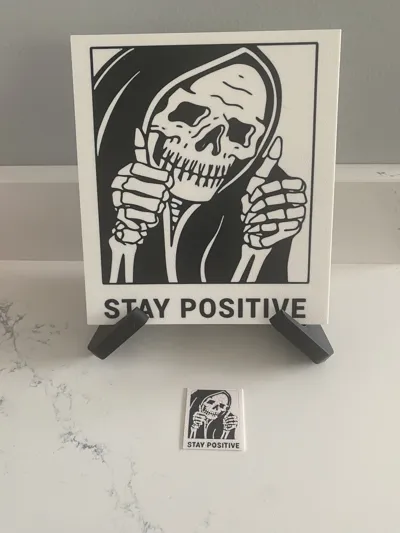 STAY POSITIVE SKULL ART by Infinity 3D Prints - MakerWorld