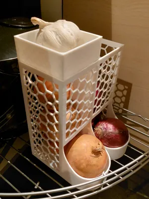 Onion & Potato Dispenser with Garlic Add-on - Free 3D Print Model ...