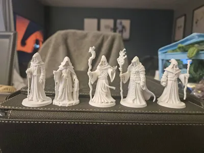 DND Hooded Wizards – 5 Miniatures 1/32 - Free 3D Print Model - MakerWorld