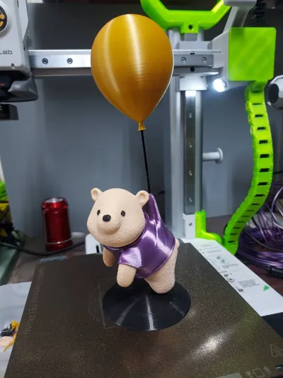 Cute figure of bear flying on balloon by Sam HellMyth MakerWorld: Download Free 3D Models