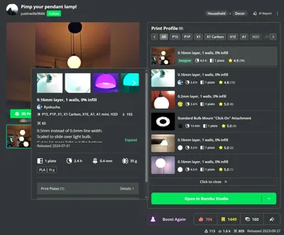 Pimp your pendant lamp! by justinwille9666 MakerWorld: Download Free 3D ...