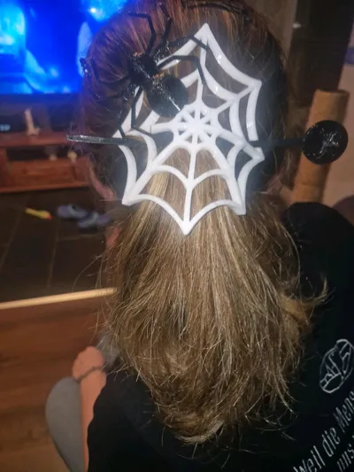 Spider Web Hair Pin Clip Barrette - Free 3D Print Model - MakerWorld