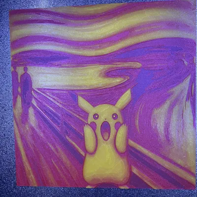 Pikachu the scream - Hueforge 3 color filament painting by Swiger3D ...