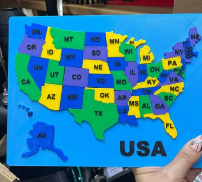 USA States Puzzle Map (educational + kid friendly) by Kopp3D - MakerWorld