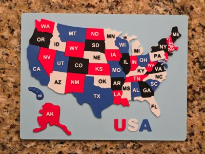 USA States Puzzle Map (educational + kid friendly) by Kopp3D - MakerWorld