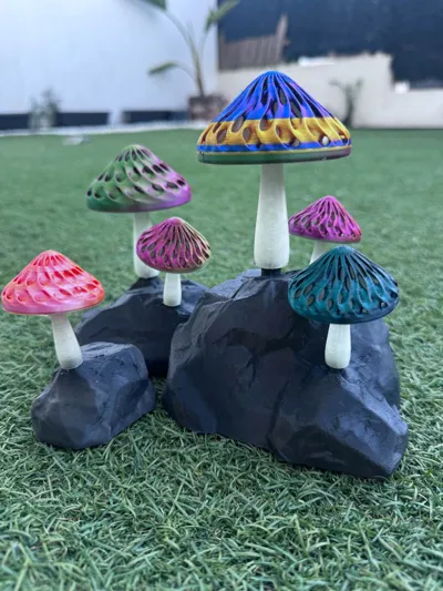 Glow in the dark mushroom diorama Remixed by danshti MakerWorld: Download Free 3D Models