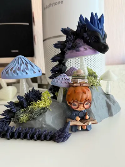 Glow in the dark mushroom diorama Remixed by danshti MakerWorld: Download Free 3D Models