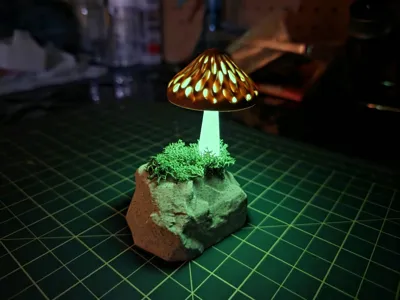 Glow in the dark mushroom diorama Remixed by danshti MakerWorld: Download Free 3D Models