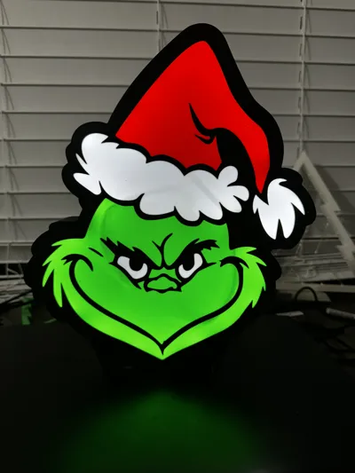Grinch Light Box Led Lamp with Base by Picture_it - MakerWorld