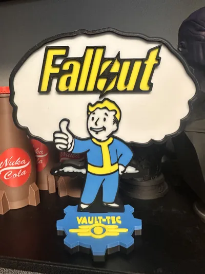 Fallout Nuke Cloud Sign with Vault base by wrxguy43 - MakerWorld