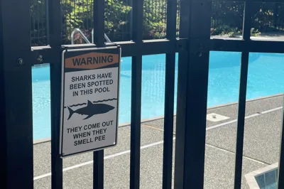 Swimming Pool Sign - Warning Pee Sharks.... by phillipjfry - MakerWorld