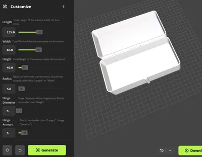 PiPBox _ Print in Place Live Hinge Parametric Box by Lysyndre ...