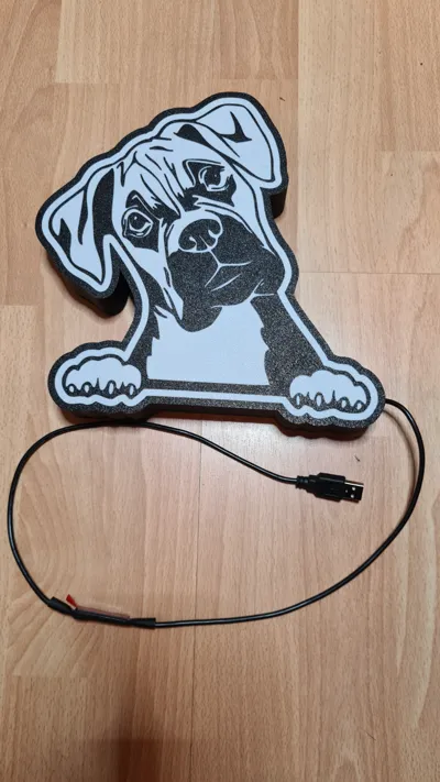 Boxer Dog Light Box LED Lamp by Picture_it - MakerWorld