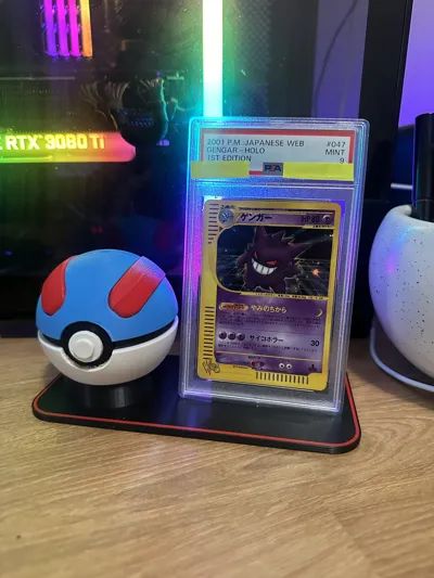 Pokeball & Pokemon card Stand - Free 3D Print Model - MakerWorld