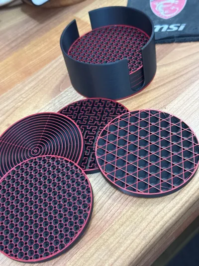 Two Color Infill Coasters with holder by Jerald MakerWorld: Download ...