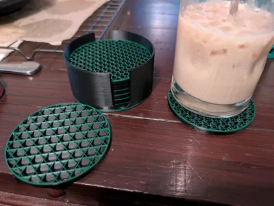 Two Color Infill Coasters with holder by Jerald MakerWorld: Download Free 3D Models