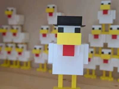 Minecraft Chicken prop 2 sizes + hat - Free 3D Print Model - MakerWorld