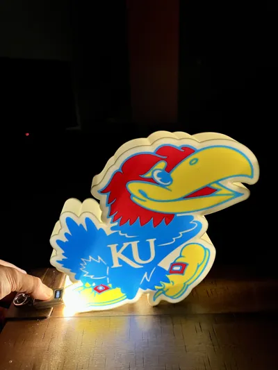 Kansas Jayhawk Light up Sign logo by Britts Prints - MakerWorld