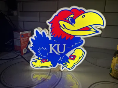 Kansas Jayhawk Light up Sign logo by Britts Prints - MakerWorld