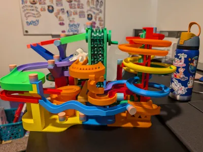 Marble Run 003 5-Ways Roller Coaster v1B Addon by MplusM - MakerWorld