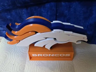 Denver Broncos 3D Logo with Optional Stand - Free 3D Print Model ...