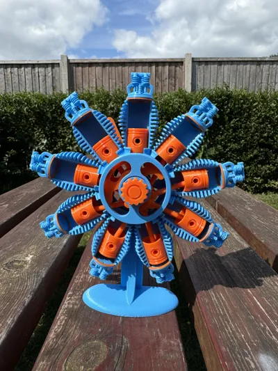 9 Cylinder Radial Engine - Free 3D Print Model - MakerWorld