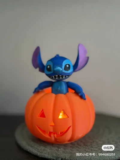 Stitch Halloween pumpkin with tealight by MiX&BitS MakerWorld: Download ...