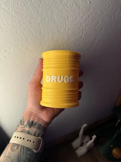 "Drugs" Barrel Stash Container 80x105mm by Eternity Labs MakerWorld ...