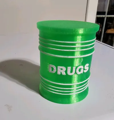 "Drugs" Barrel Stash Container 80x105mm - Free 3D Print Model - MakerWorld