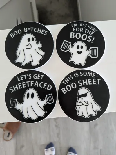 Funny Ghost Coasters - Halloween Ghost Decoration by Ziggy - MakerWorld