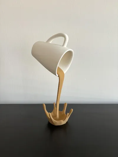 Floating coffee cup sculpture by Stag 3D - MakerWorld