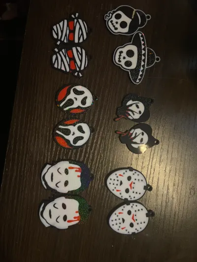 Multicolor Jason Mask Halloween Earrings by FoxMike - MakerWorld