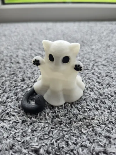 Cute Cat Ghost Paw Halloween - Free 3D Print Model - MakerWorld
