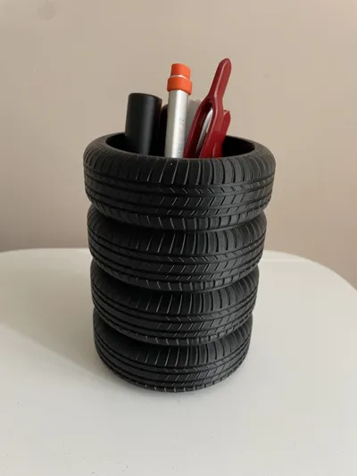 Tire pen organizer Bridgestone pencil holder box by ZECIORTECH - MakerWorld