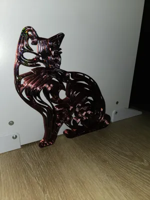 Wireframe Cat Sculpture by 3DPrintable.art - MakerWorld