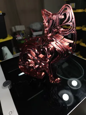 Wireframe Cat Sculpture by 3DPrintable.art - MakerWorld
