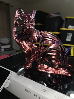 Wireframe Cat Sculpture by 3DPrintable.art - MakerWorld