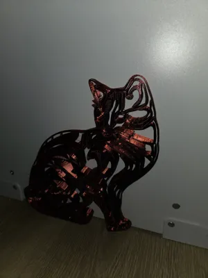 Wireframe Cat Sculpture by 3DPrintable.art - MakerWorld
