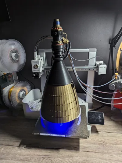 SpaceX Raptor 3 真空火箭发动机 1/10 比例 来自 CrazyJ MakerWorld：免费下载 3D 模型