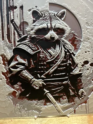 Raccoon Samurai colored in Hueforge by mclanesmemories - MakerWorld