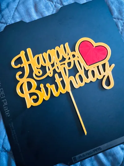 Cake topper "Happy Birthday" with spinning heart by ArgiCZ - MakerWorld