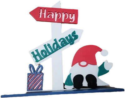 Happy Holidays Gnome Decoration by lindnjoe - MakerWorld