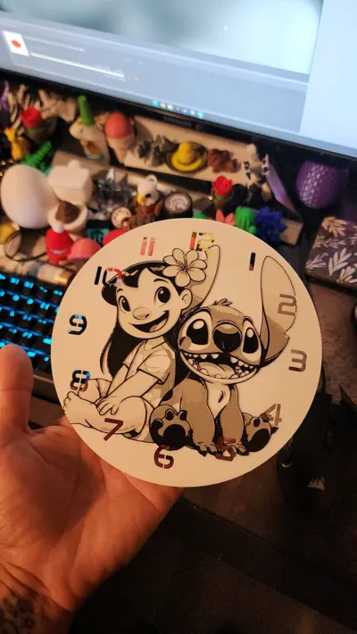 wall / desk clock Lilo & Stitch LED-Translucent by cP3D MakerWorld: Download Free 3D Models