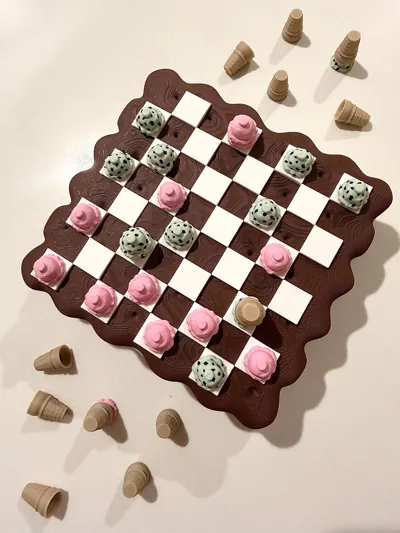 Ice Cream Checkers - Free 3D Print Model - MakerWorld