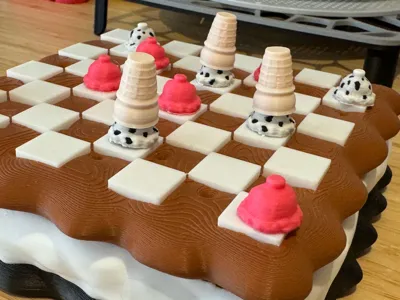 Ice Cream Checkers - Free 3D Print Model - MakerWorld