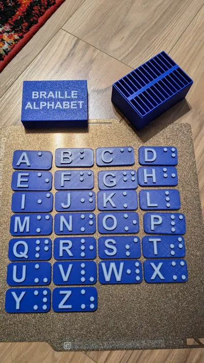 Braille Alphabet letter tiles with box Remixed by kevdmi MakerWorld ...