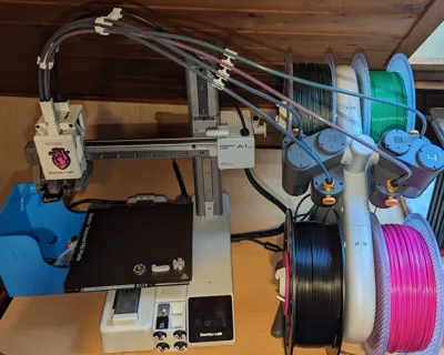 A1 Mini AMS Lite PTFE Bowden Tube Clip with distancer for power cable ...