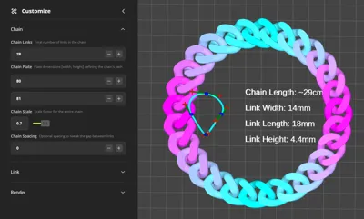 Cuban ChainMaker - Parametric chain generator by KoolmMakerWorld ...