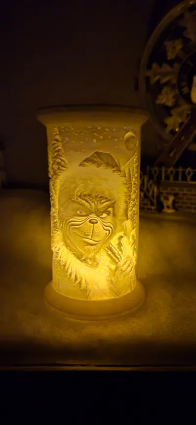 lithopane christmas tea light santa Grinch - Free 3D Print Model ...