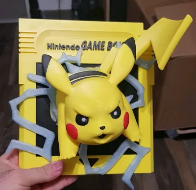 Pokemon Yellow Pikachu Game Boy Nintendo Cartridge by Nostalgic 3D ...